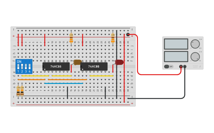 Circuit design Sumador Binario - Tinkercad