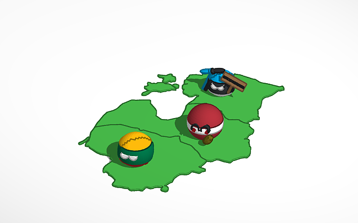 3D design Baltic Countryballs map - Tinkercad