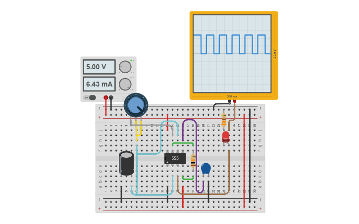 Circuit design Reloj con Timer 555 - Tinkercad