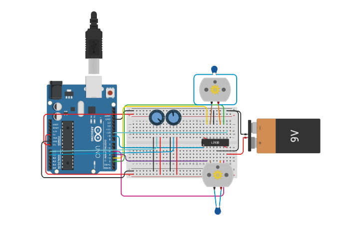 Circuit design Motor Driver L293D | Tinkercad