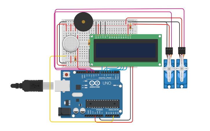 Circuit design Final Project-Gas Leakage Controller - Tinkercad