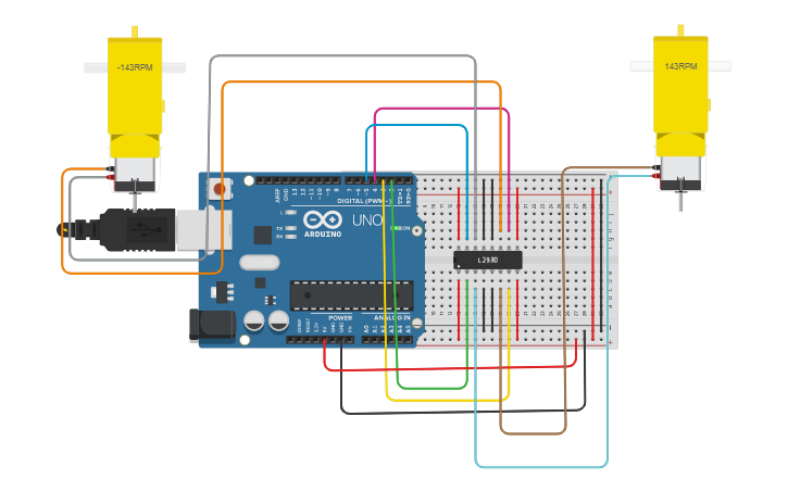 Circuit design L298 MOTOR DRIVER - Tinkercad