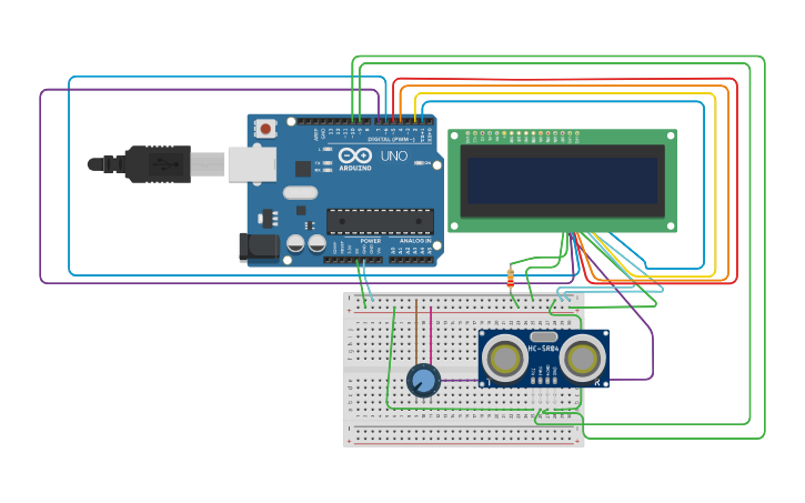 Circuit design GARBAGE MONITORING SYSTEM USING IOT - Tinkercad