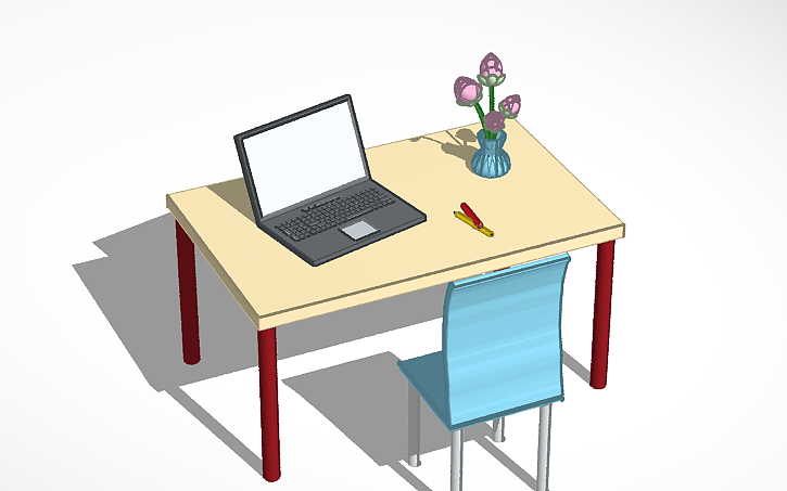3D design DESK & CHAIR - Tinkercad