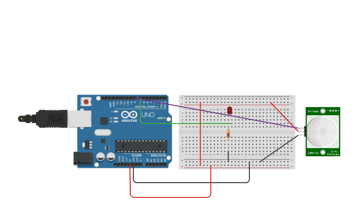 Circuit design Sensor Presencia - Tinkercad
