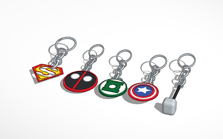 3D design Super Hero Key chains - Tinkercad