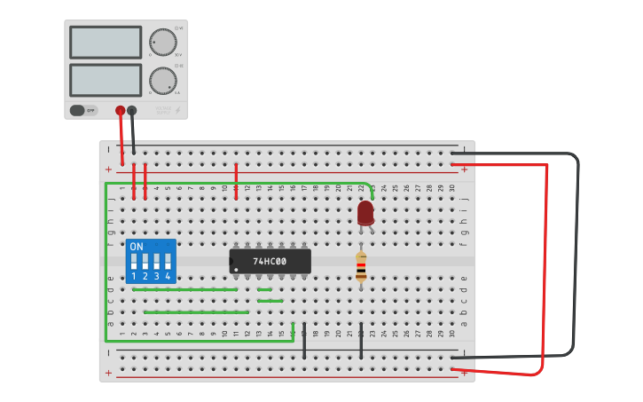 Circuit design AND using NAND gate | Tinkercad