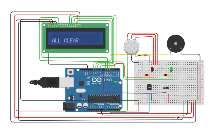 Circuit design Fire Alarm - Tinkercad
