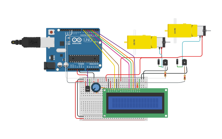 Circuit design Proyecto de Robotica 3ER Moises Monge | Tinkercad