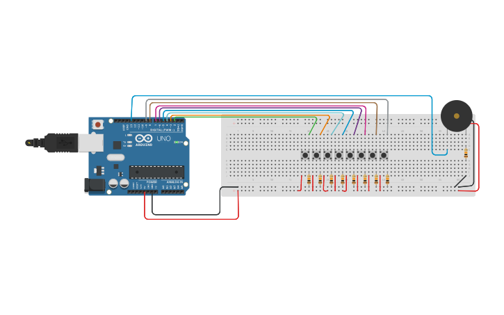 Circuit design Piano - Tinkercad