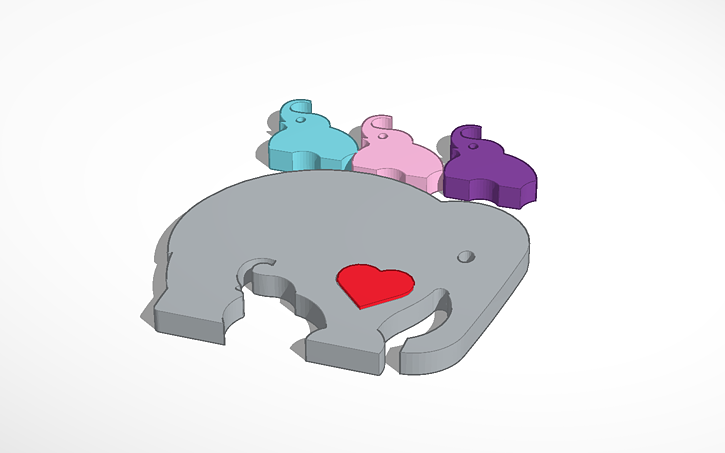 3D design Mother Elephant with Children | Tinkercad