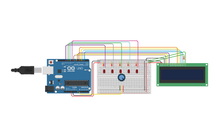 Circuit design Display por LCD - Tinkercad
