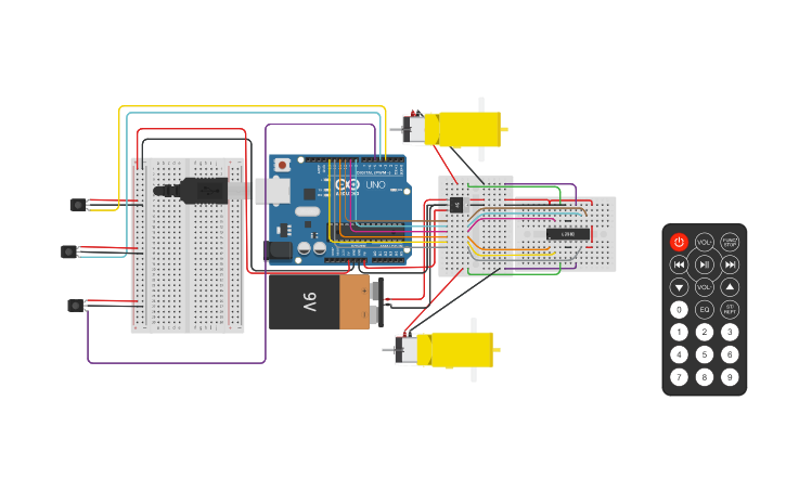 Circuit design Simple Line Following Robot - Tinkercad