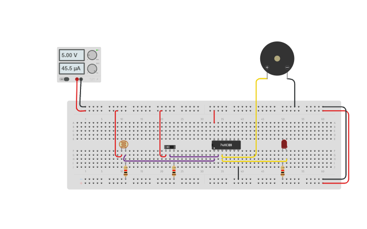 Circuit Design Burglar Alarm Using And Gate Tinkercad
