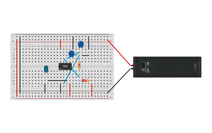 Circuit design IC 555 en modo astable #2 | Tinkercad