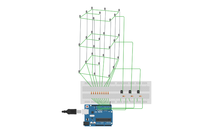 Circuit design Cubo led 3x3x3 - Tinkercad