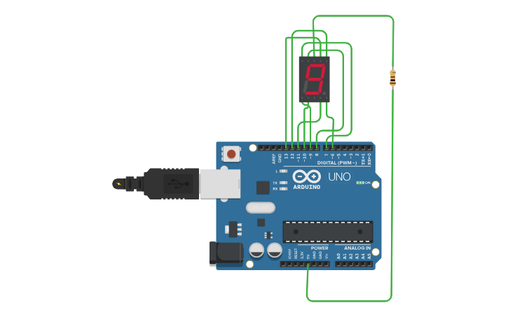 Circuit design Copy of 7-Segment 0-9 - Tinkercad