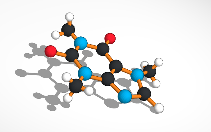 3D design Caffeine Molecule - Tinkercad
