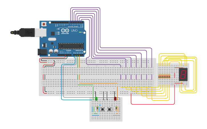 Circuit design 7 Segment Display Counter - Tinkercad