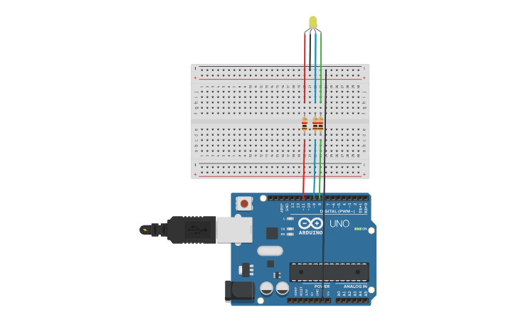 Circuit design LED RGB - UNAD | Tinkercad