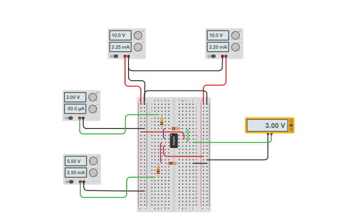 Circuit design OpAmp Template Differential DC | Tinkercad