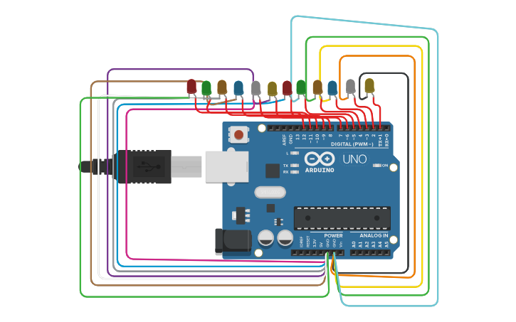 Circuit design ardino uno - Tinkercad