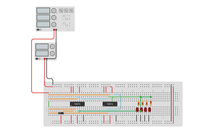 Circuit design Left Shift Register - Tinkercad