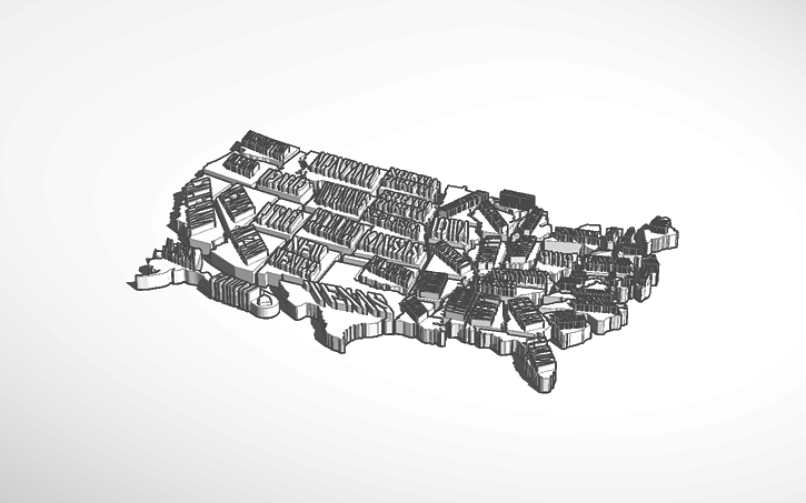 3D design US MAP PUZZLE WITH STATE NAMES - Tinkercad