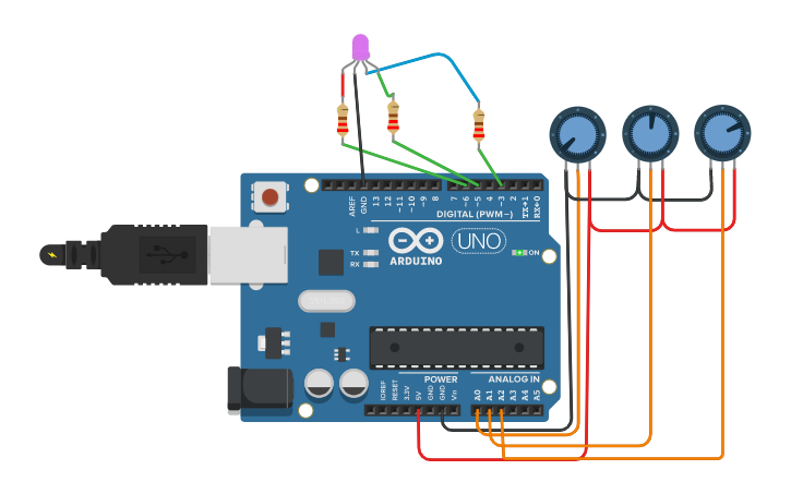 Circuit design RGB Arduino | Tinkercad
