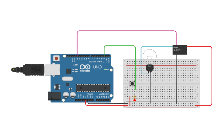 Circuit design Encender y apagar foco - Tinkercad Circuit design Encender y apagar foco - Tinkercad