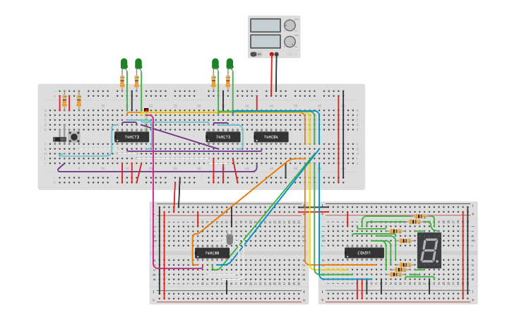 Circuit design Shift Register - Tinkercad