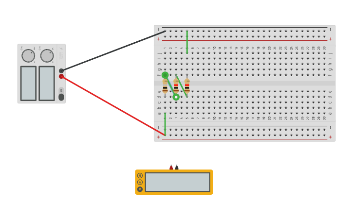 Circuit design RESISTENCIAS EN SERIE - Tinkercad