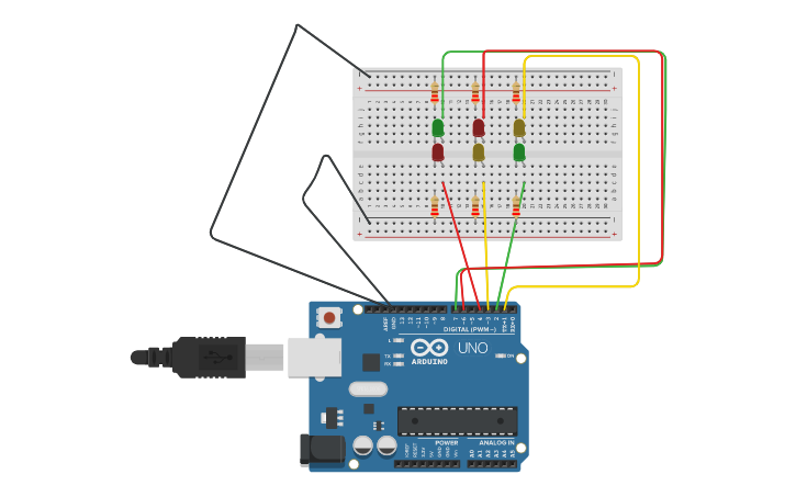 Circuit Design Semaforo Tinkercad