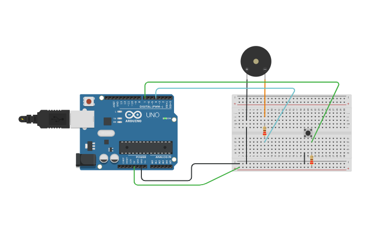 Circuit design Piazo ปุ่มคุม เสียง | Tinkercad
