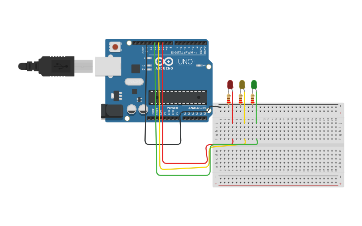 Circuit design semaforo con arduino - Tinkercad