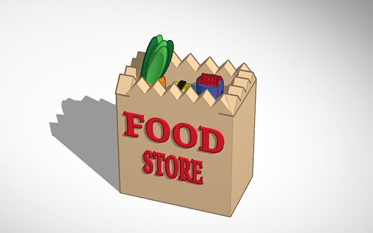 3D design bag of groceries - Tinkercad