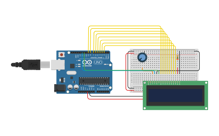 Circuit design LiquidCrystal example with arduino | Tinkercad