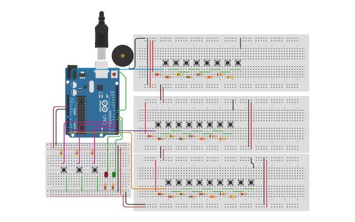 Circuit design PROJECT-PIANO - Tinkercad