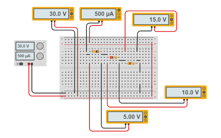 Circuit design resistori in serie | Tinkercad