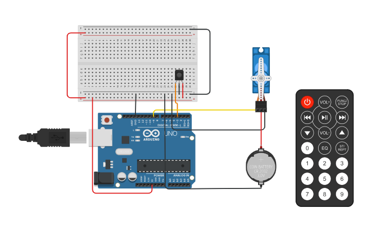 Circuit design Remote Controlled Garage Door | Tinkercad