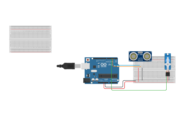 Circuit design Sensor de distancia | Tinkercad