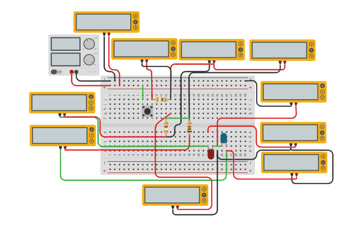 Circuit design Atividade 5 - letra e) CIRCUITO 2 | Tinkercad
