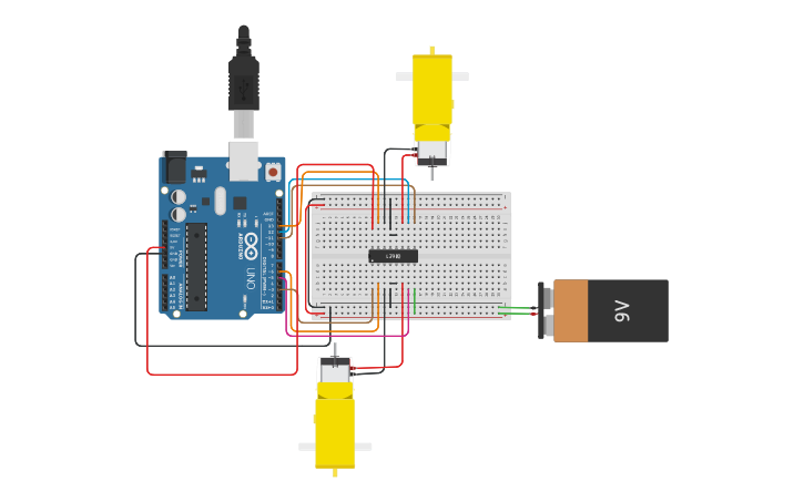 Circuit design L293D DC Motor Control - Tinkercad
