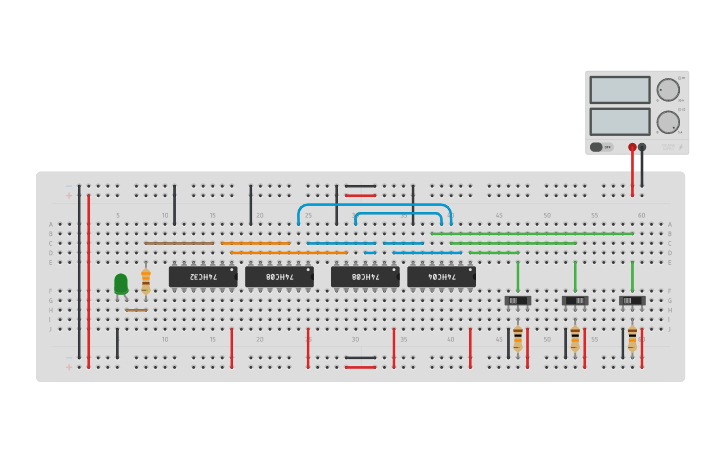 Circuit design AST 122 - PADIN - BIT 1-B - MOD 01 - DECODER USING LED - Tinkercad
