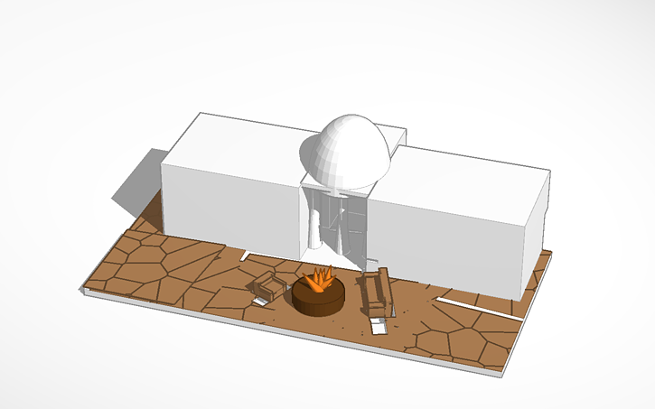 3D design Mansion with Patio furniture - Tinkercad