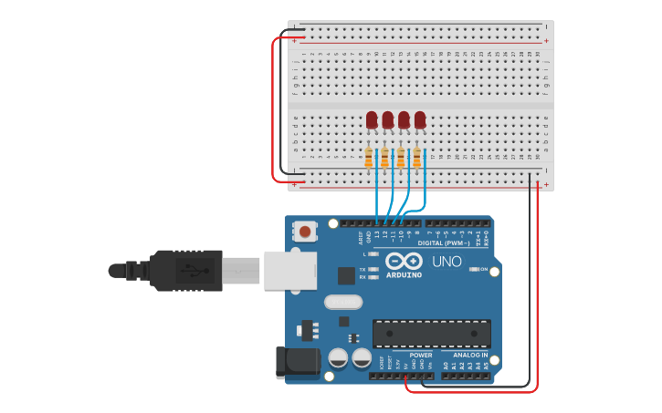 Circuit design Ejemplo N°09 - Funciones y definiciones en Arduino - Tinkercad