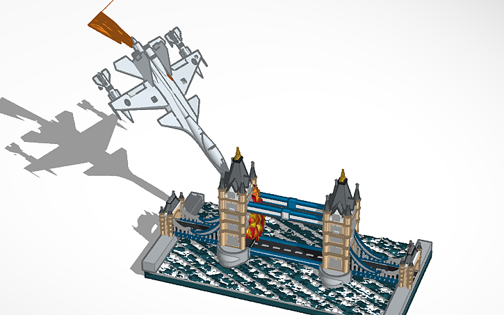 3D design Tower Bridge destruction - Tinkercad