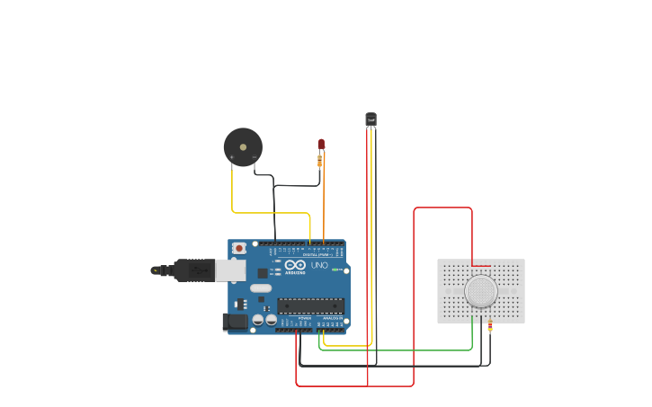 Circuit design Fire Alarm System - Tinkercad