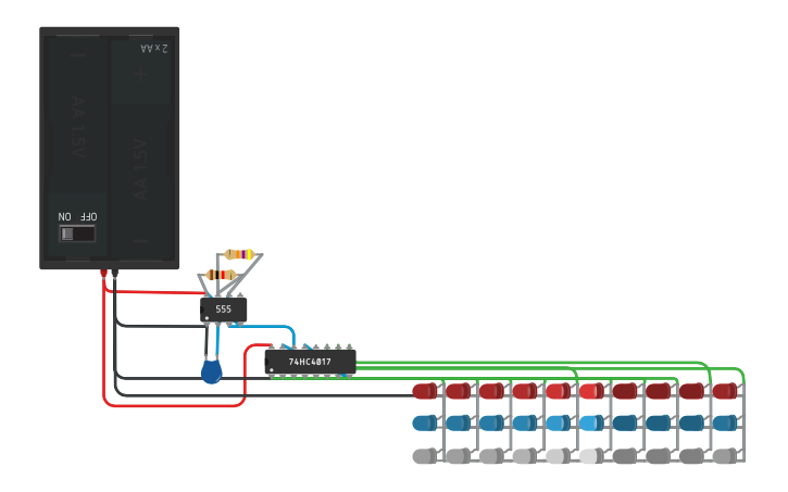 Circuit design LED Chaser - Tinkercad