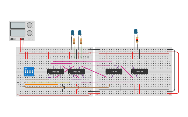 Circuit Design 3 Bit Asynchronous Up Down Counter Tinkercad